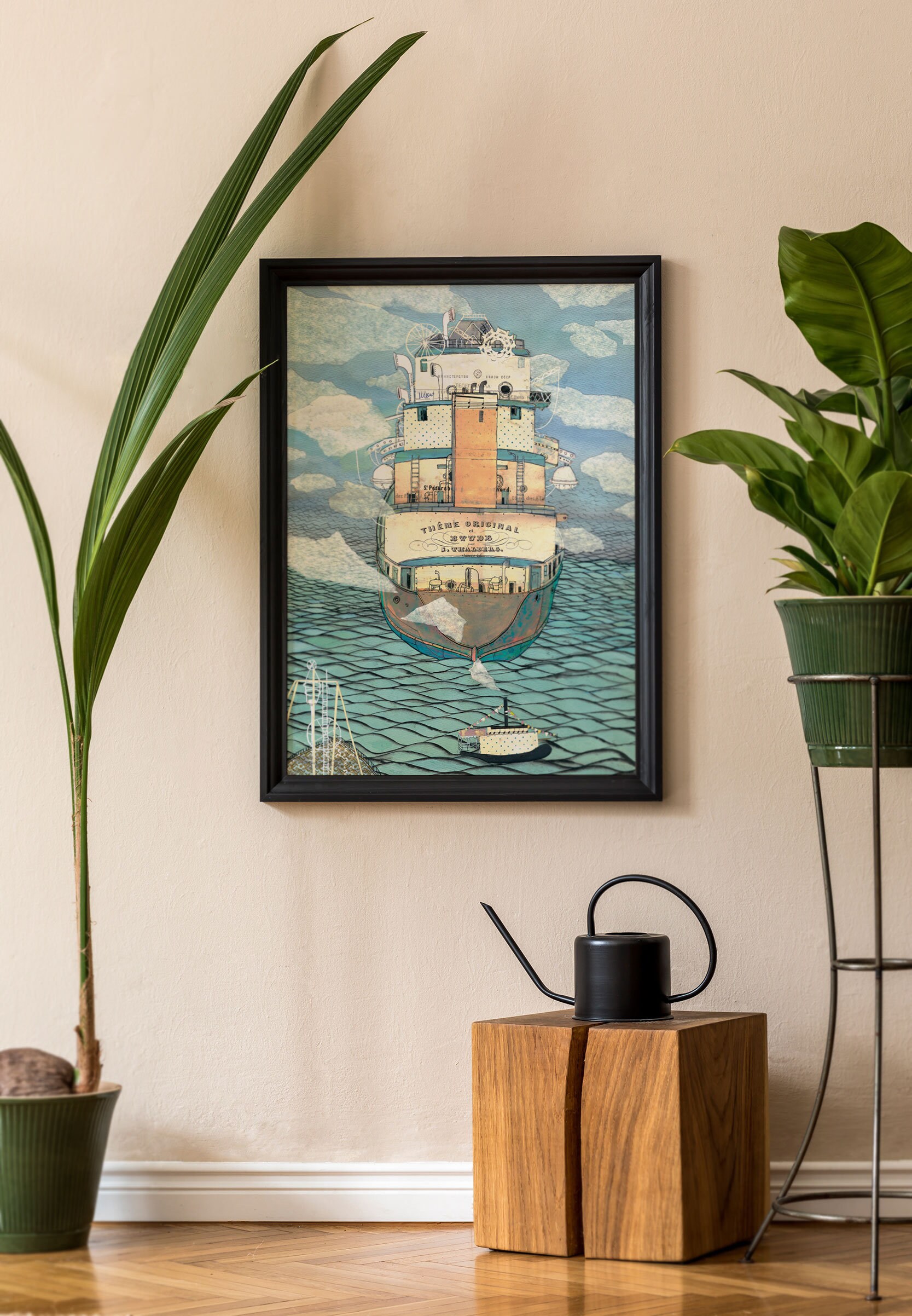 Ship Print, Blue Print, Ocean Art Print, Ship Poster, Nautical Decor ...