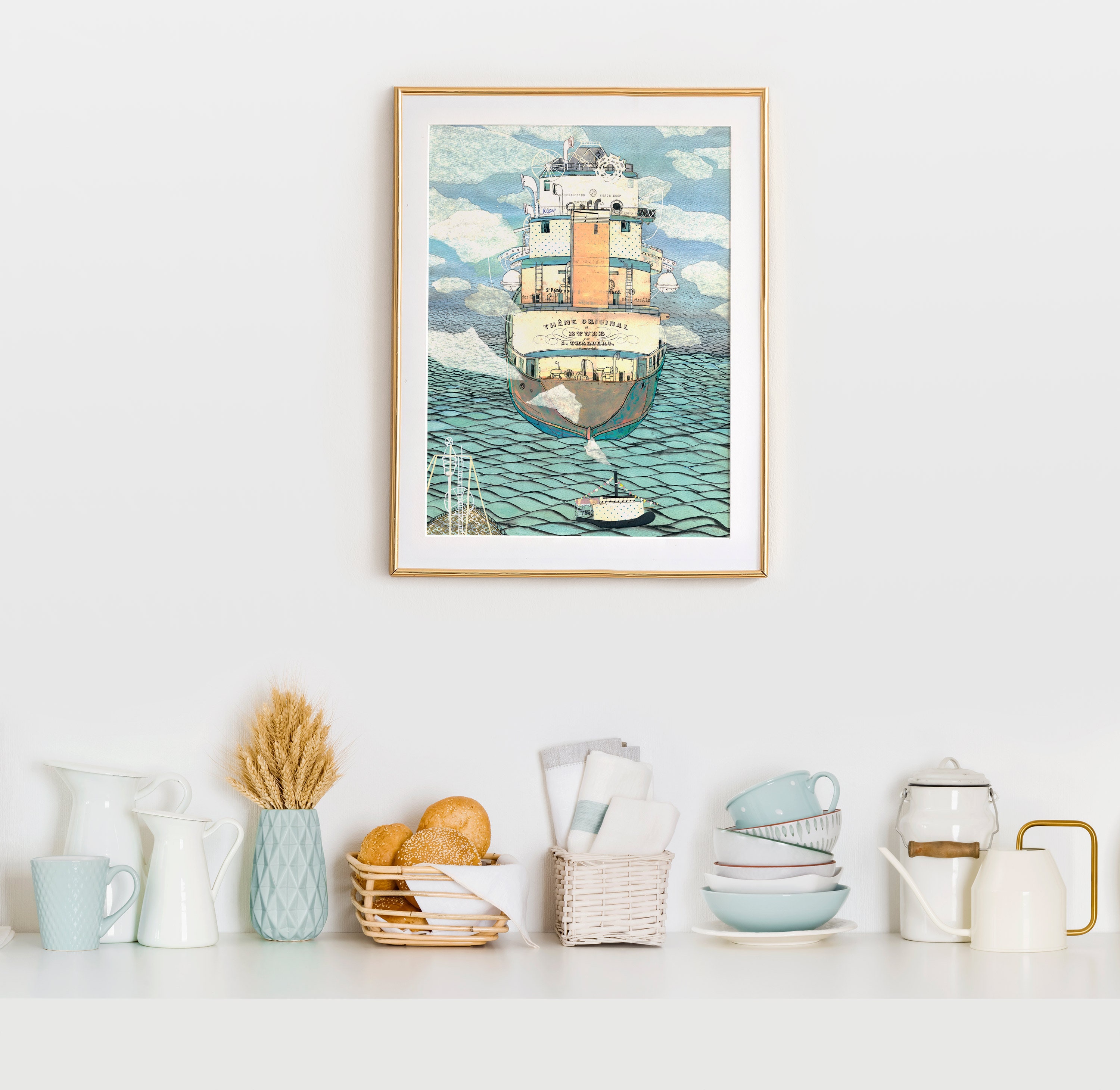 Ship Print, Blue Print, Ocean Art Print, Ship Poster, Nautical Decor ...
