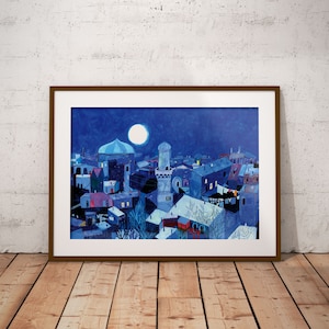 Moonlight Print, Night Print, Blue Print, Blue Wall Decor, Moon Art ...