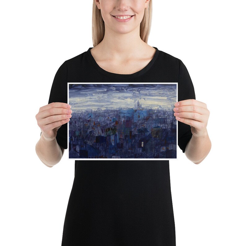 Night in Paris print France wall decor Paris poster night | Etsy