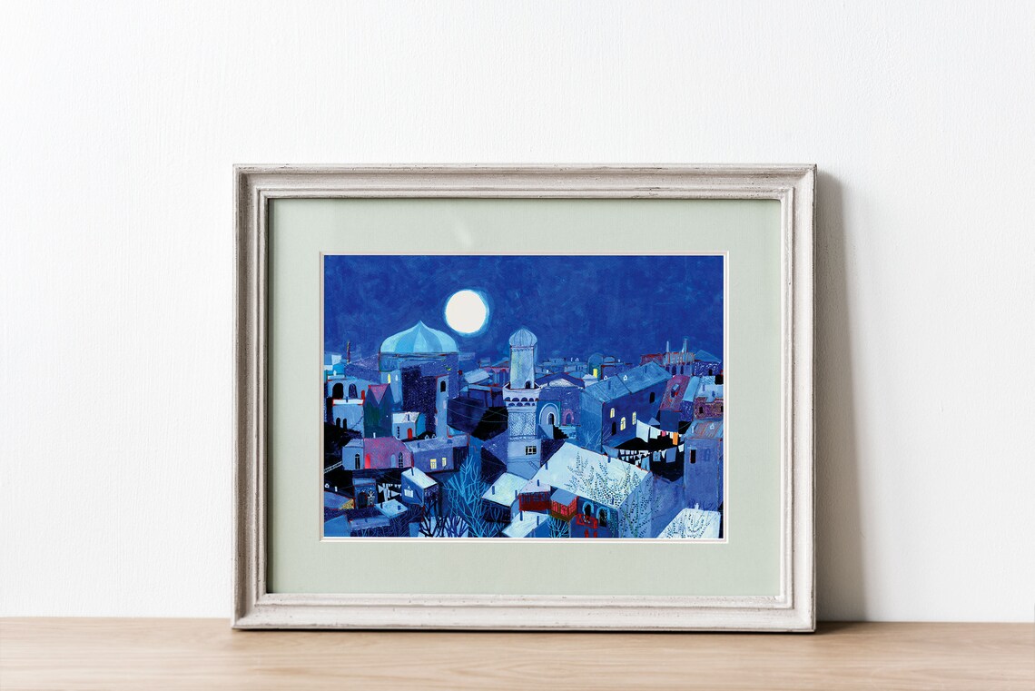 Moonlight Print Night Print Blue Print Blue wall decor | Etsy