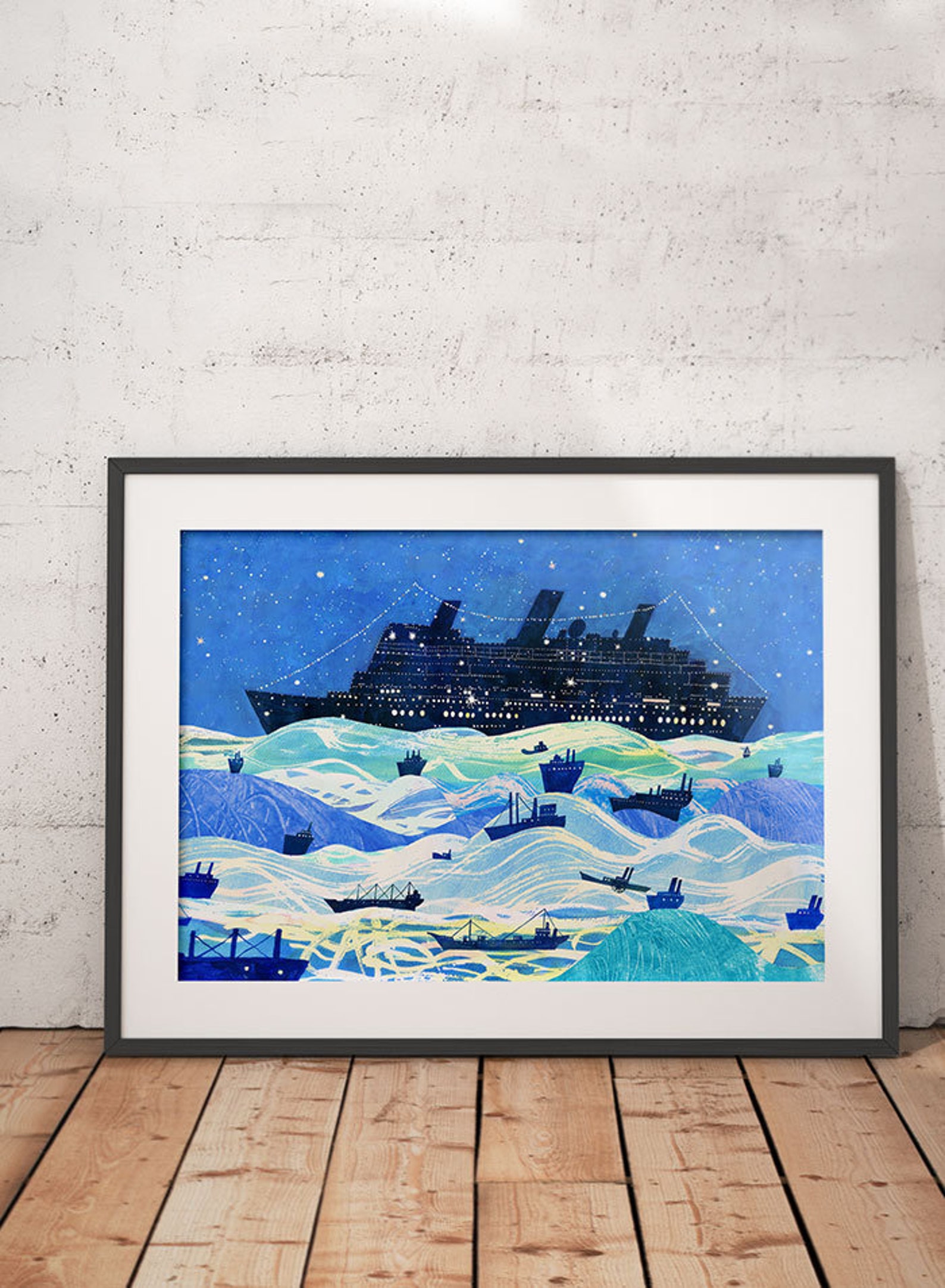On Sale Blue Ocean Print Waves Wall Art - Etsy