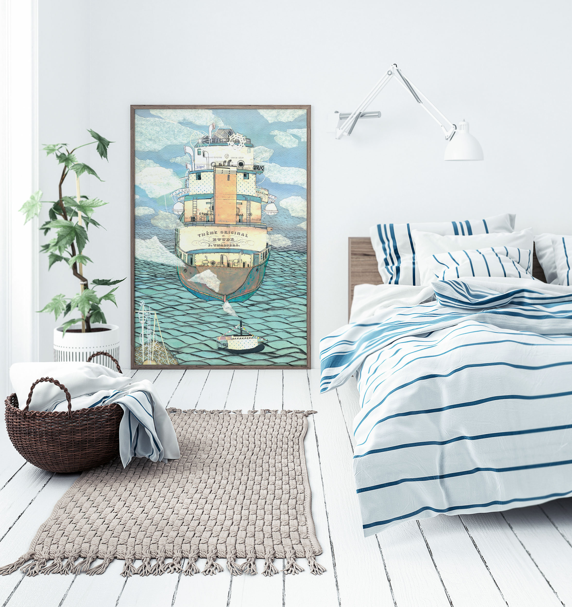 Ship Print, Blue Print, Ocean Art Print, Ship Poster, Nautical Decor ...