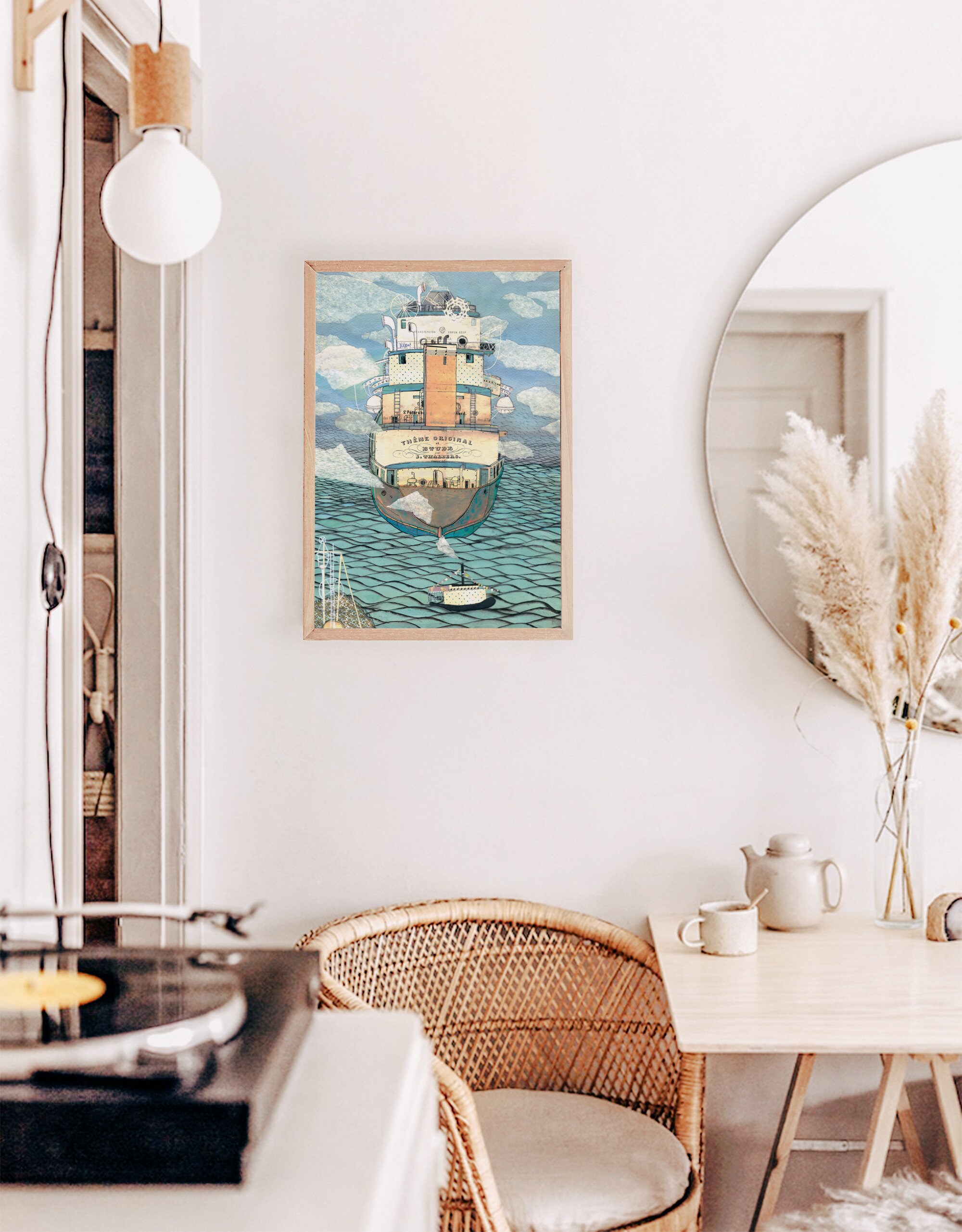 Ship Print, Blue Print, Ocean Art Print, Ship Poster, Nautical Decor ...