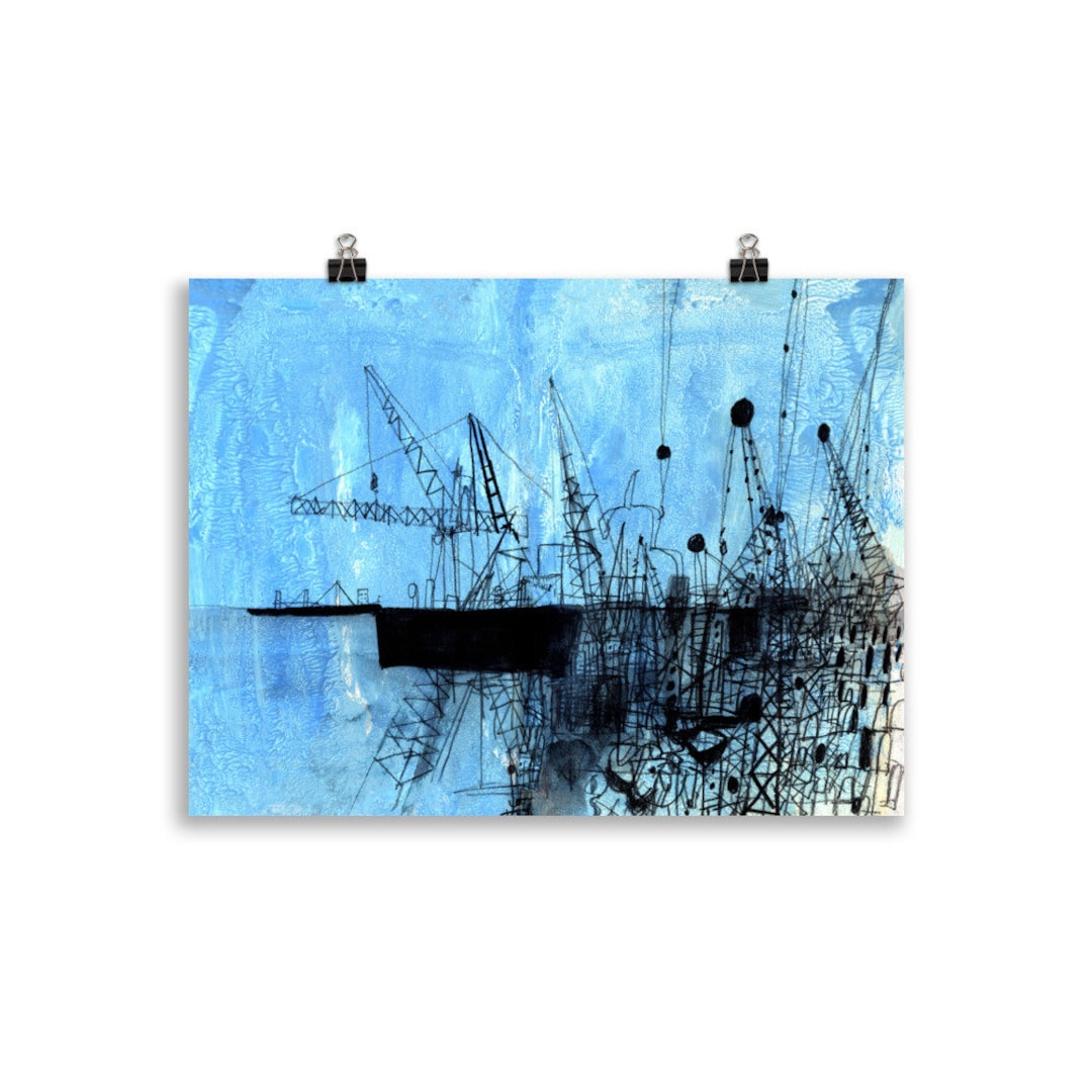 On Sale! Abstract Print, Blue Poster, Sea Art, Nautical Home Decor ...