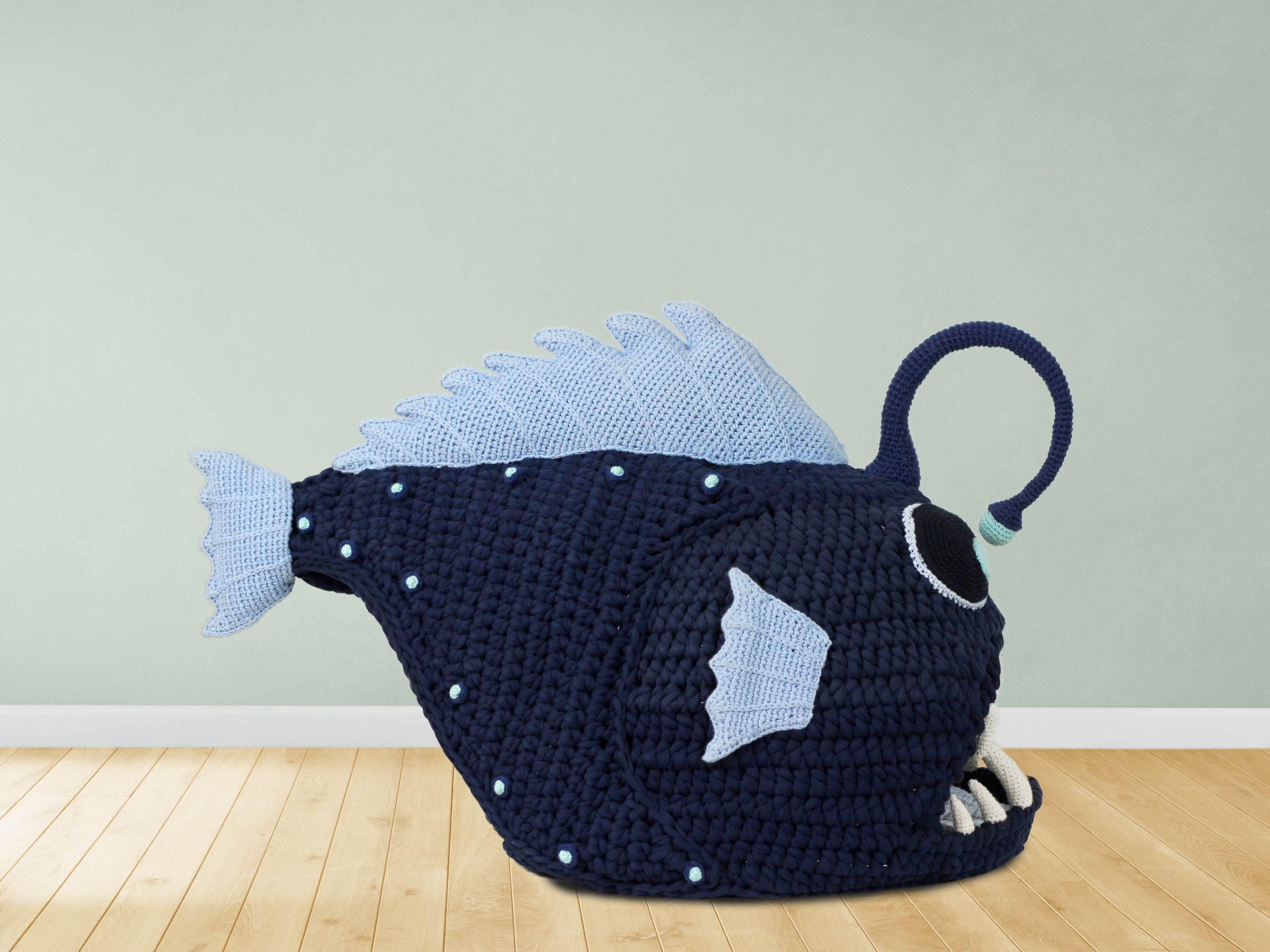 Angler Fish Cat Bed Crochet Pattern: T-shirt Yarn, Unique Cat House ...