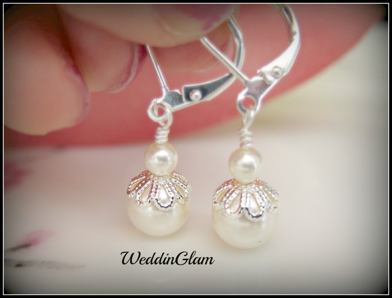 Drop Pearl Bridal Earrings Simple Wedding Earrings Pearl | Etsy