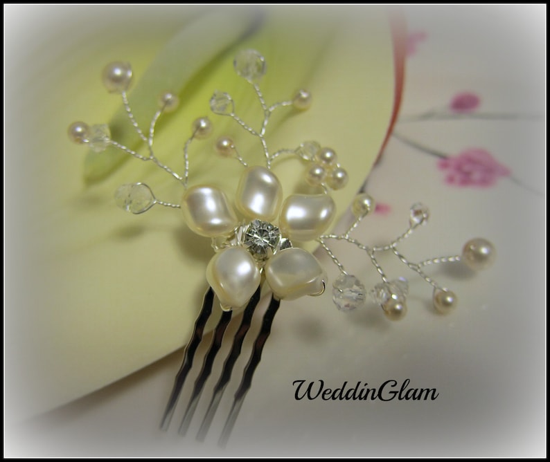 Ivorybridal Hair Comb Swarovski Pearls Bridesmaid Etsy