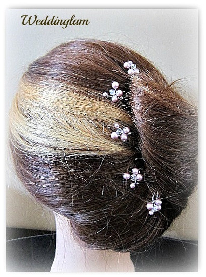 Pink Hair Clip Wedding Hair Accessories Swarovski Pearls & - Etsy