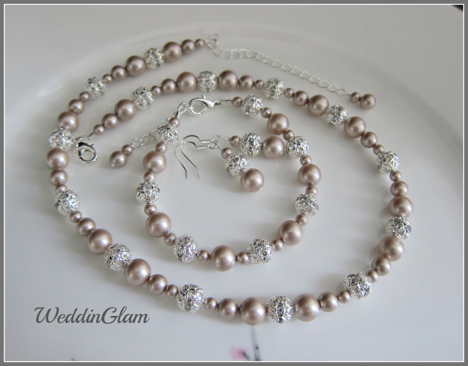 Fall Wedding Jewelry Light Champagne Pearl Necklace With - Etsy
