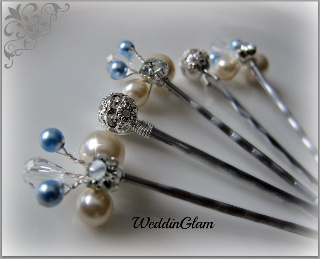 Something Blue Hair Pin Wedding Hair Accessories Silver - Etsy