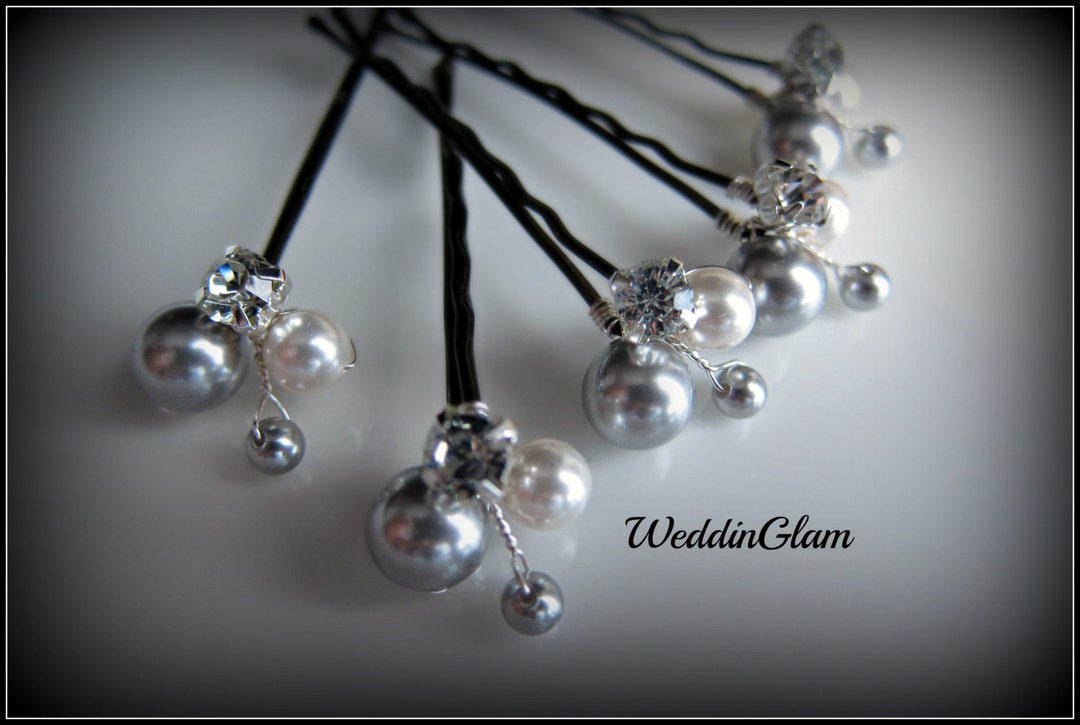 5 Pearl Hair Pins Wedding Hair Accessories Bridal Hair Pins Crystal ...