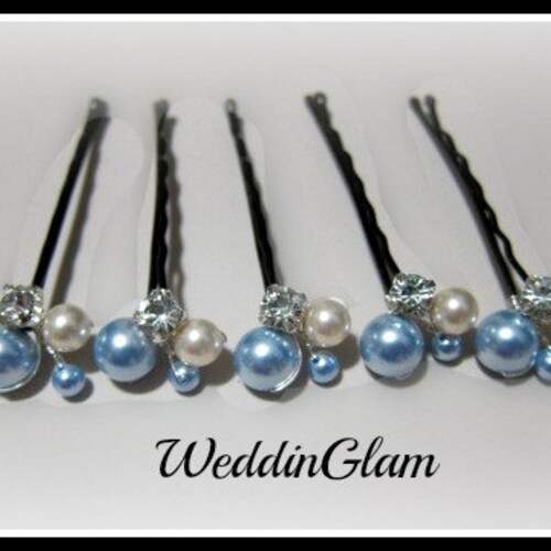 Something Blue Hair Pins Wedding Hair Accessories Wedding - Etsy