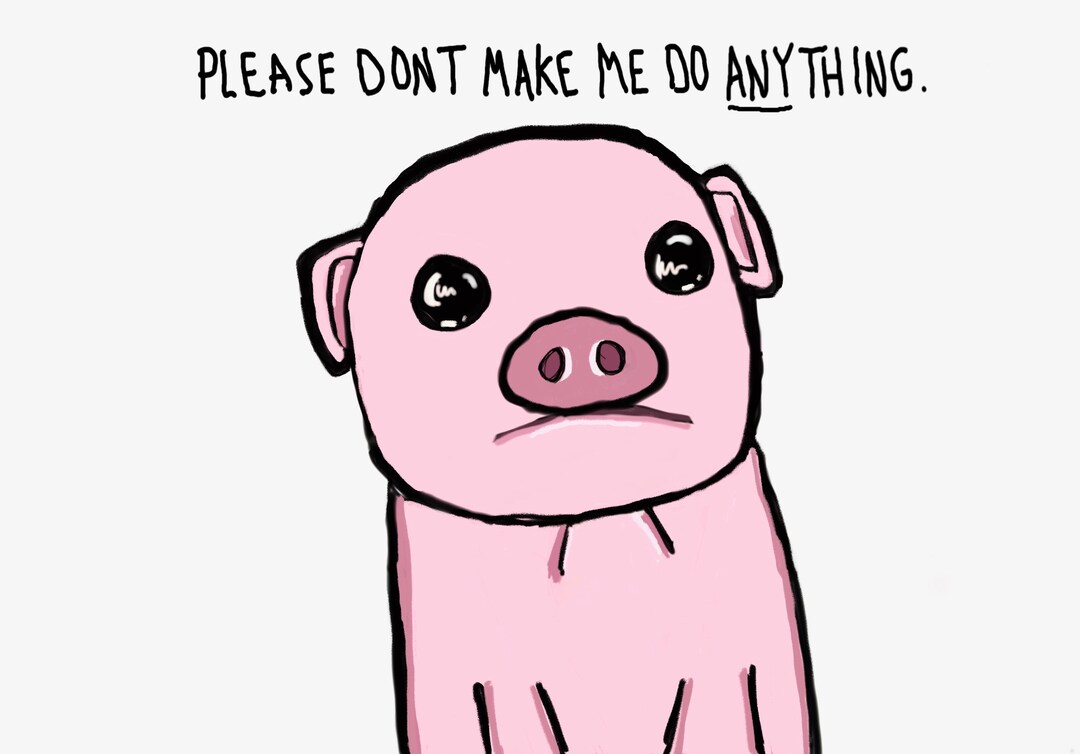 Sticker | 3 X 2.5" | Worried Pig | Die Cut | Anxious Piggy | Procreate ...