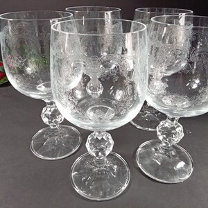 Import Associates Cascade Wine Glasses. Set of 5 Beautiful Etched ...