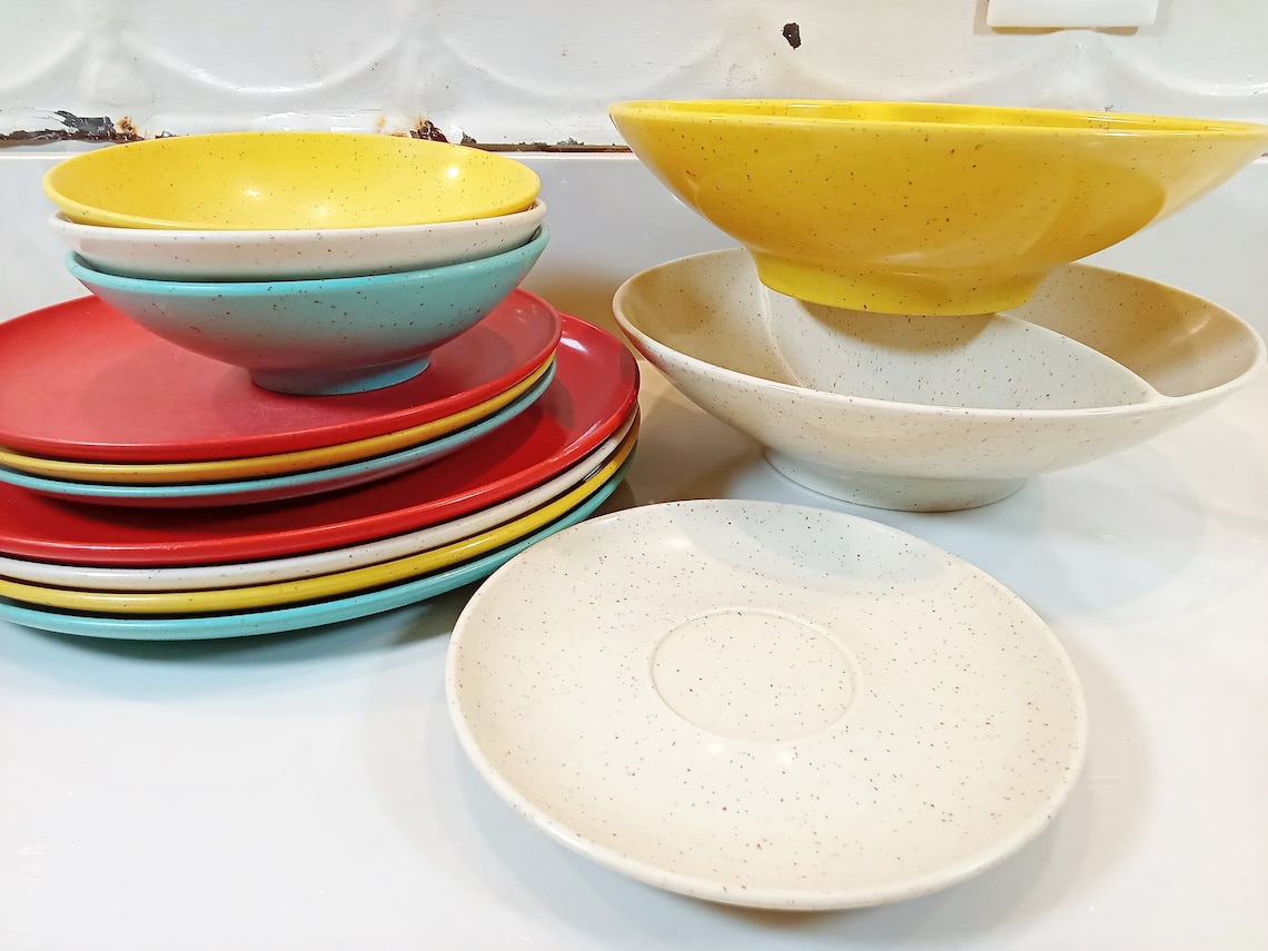 Colorful Mid Century Holiday Speckled Melamine Melmac - Etsy