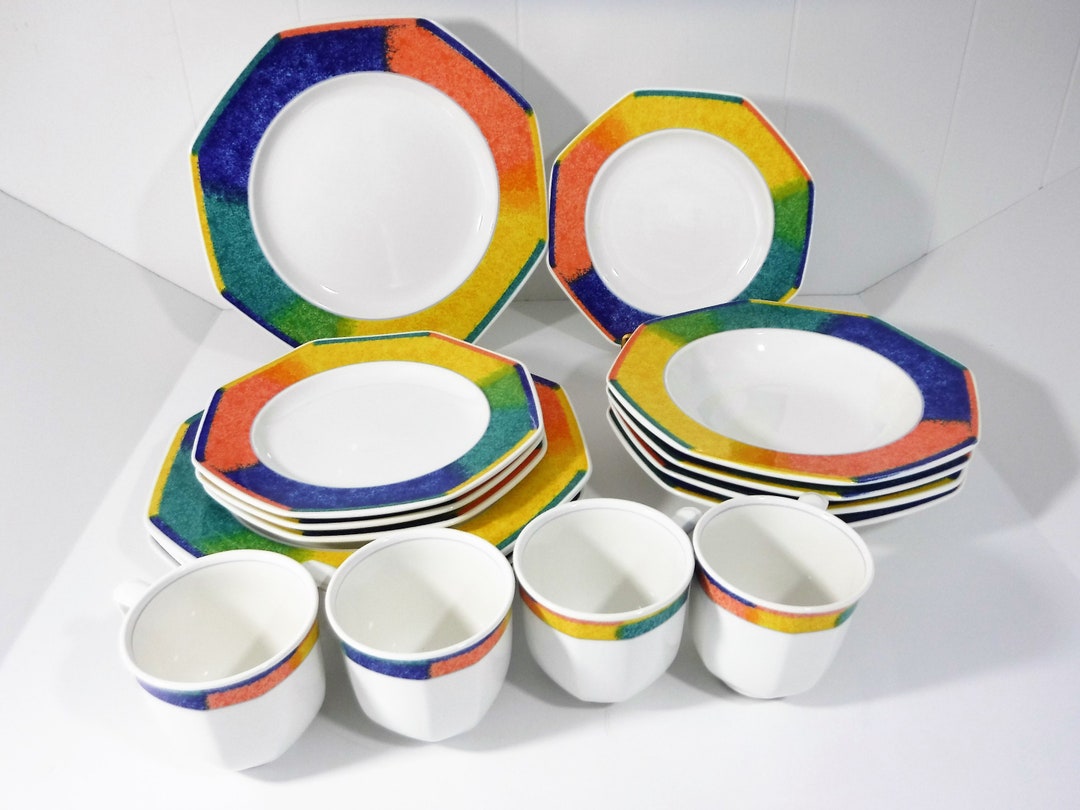 Retro Mikasa Color Eclipse 4 Piece Place Settings Service for - Etsy