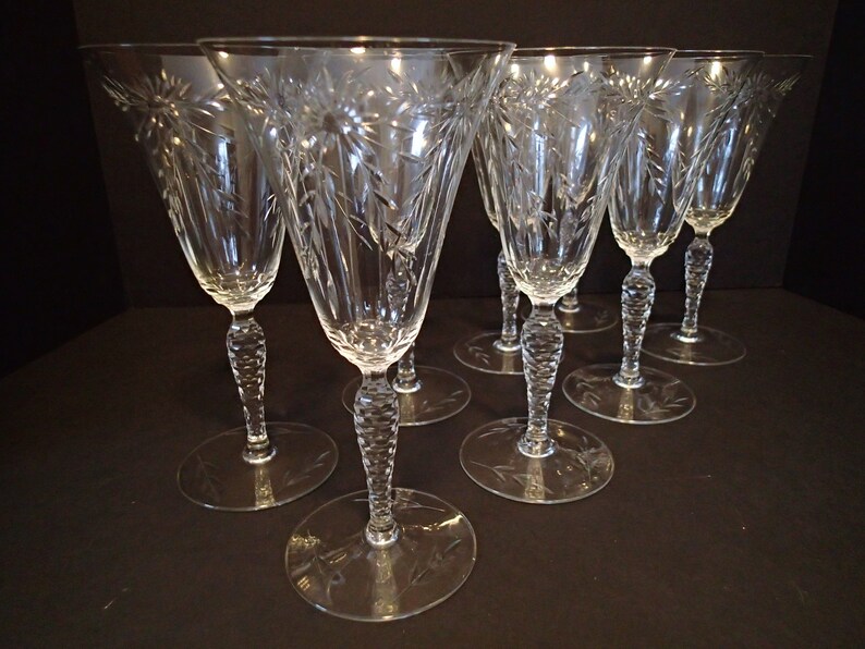 Seneca Glass Cut Crystal Vintage Stemware Water Goblets | Etsy