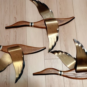 Mid Century Modern Flying Ducks Wall Decor, Teak or Walnut Wood With ...