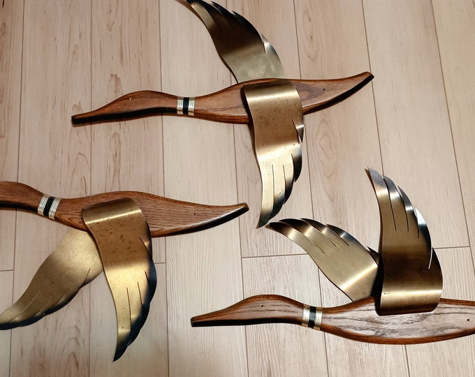 Mid Century Modern Flying Ducks Wall Decor, Teak or Walnut Wood With ...