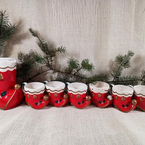 Vintage Napco Christmas Boot Eggnog Set, Boot Pitcher, and Six Boot ...