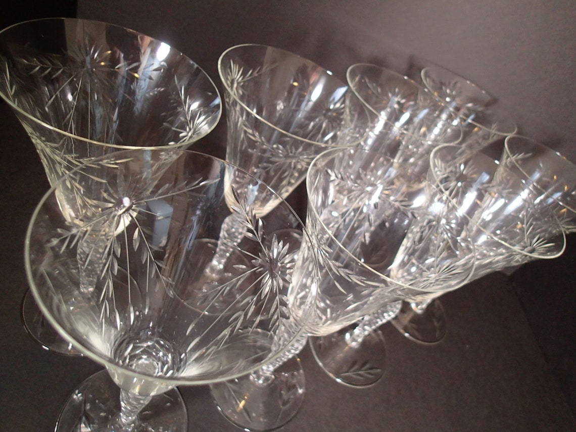 Seneca Glass Cut Crystal Vintage Stemware Water Goblets - Etsy Canada
