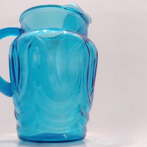 Anchor Hocking Colonial Blue Tulip 80 Ounce Glass Pitcher. Mid Century ...