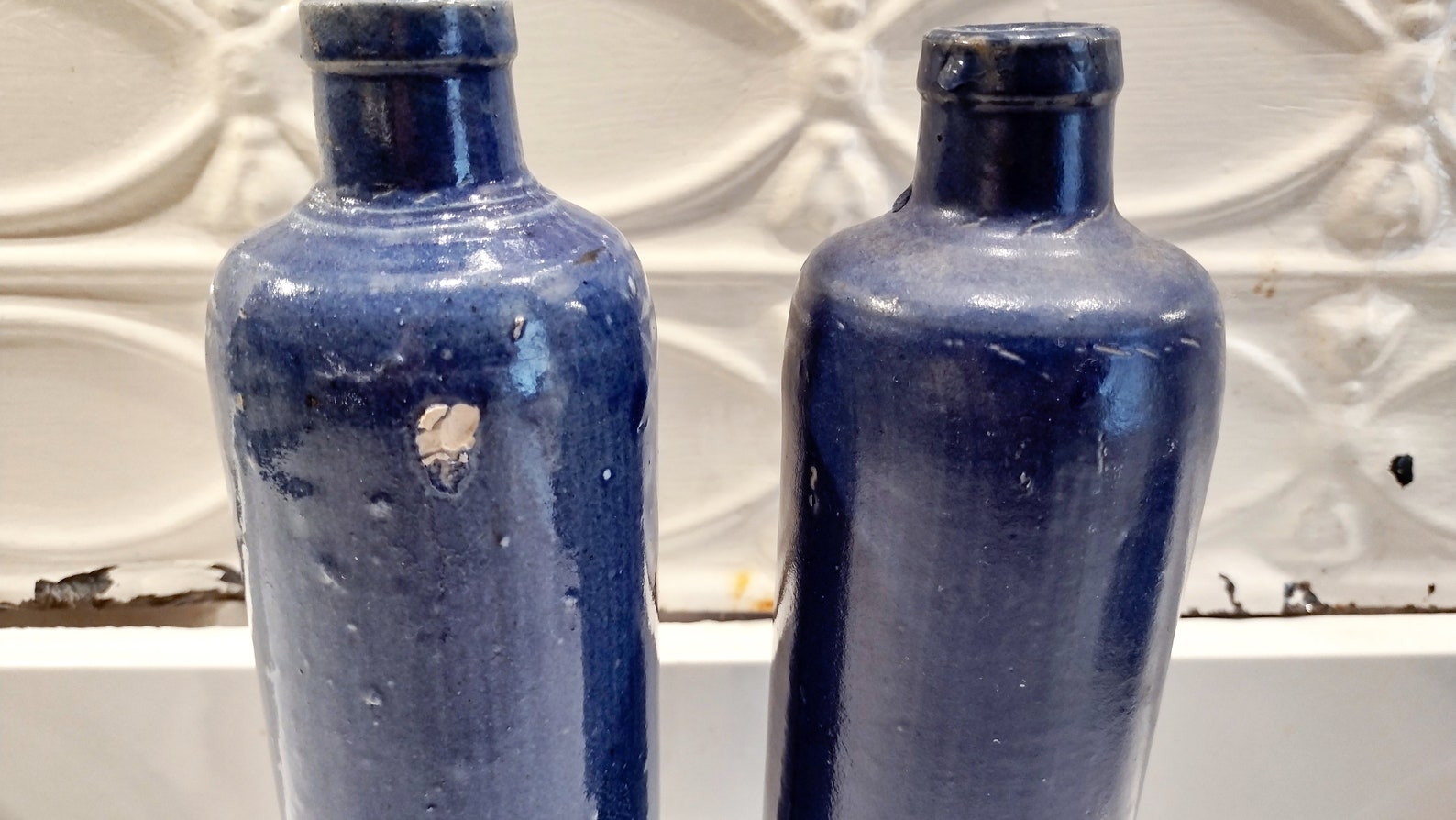 Antique Blue Pottery Crockery Wine / Beer Bottles - Etsy