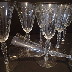 Seneca Glass Cut Crystal Vintage Stemware Water Goblets, Flared Rim ...
