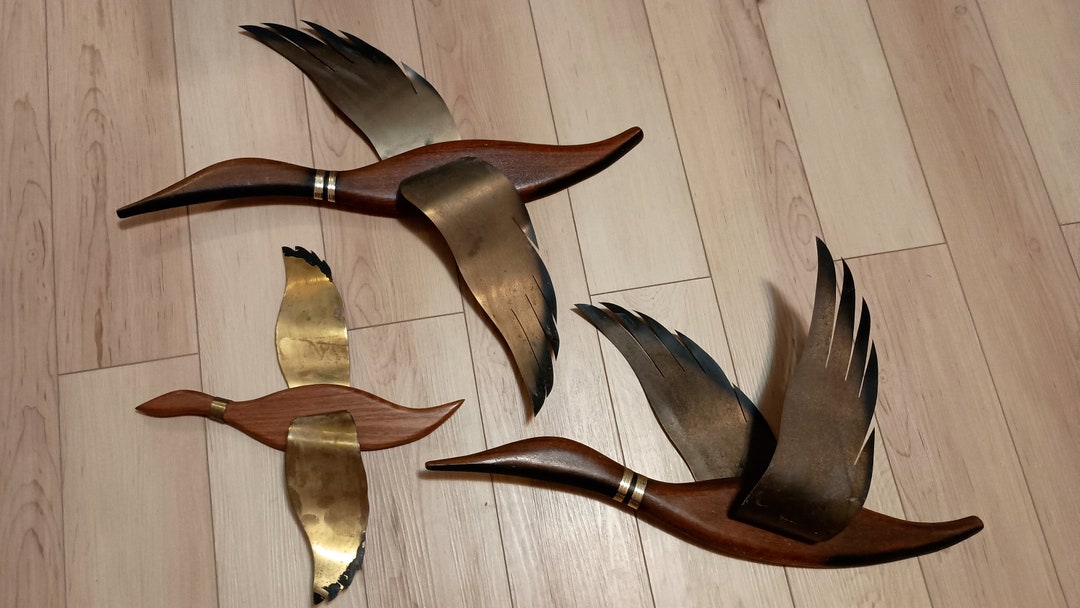 Mid Century Modern Flying Ducks Wall Decor Teak or Walnut - Etsy