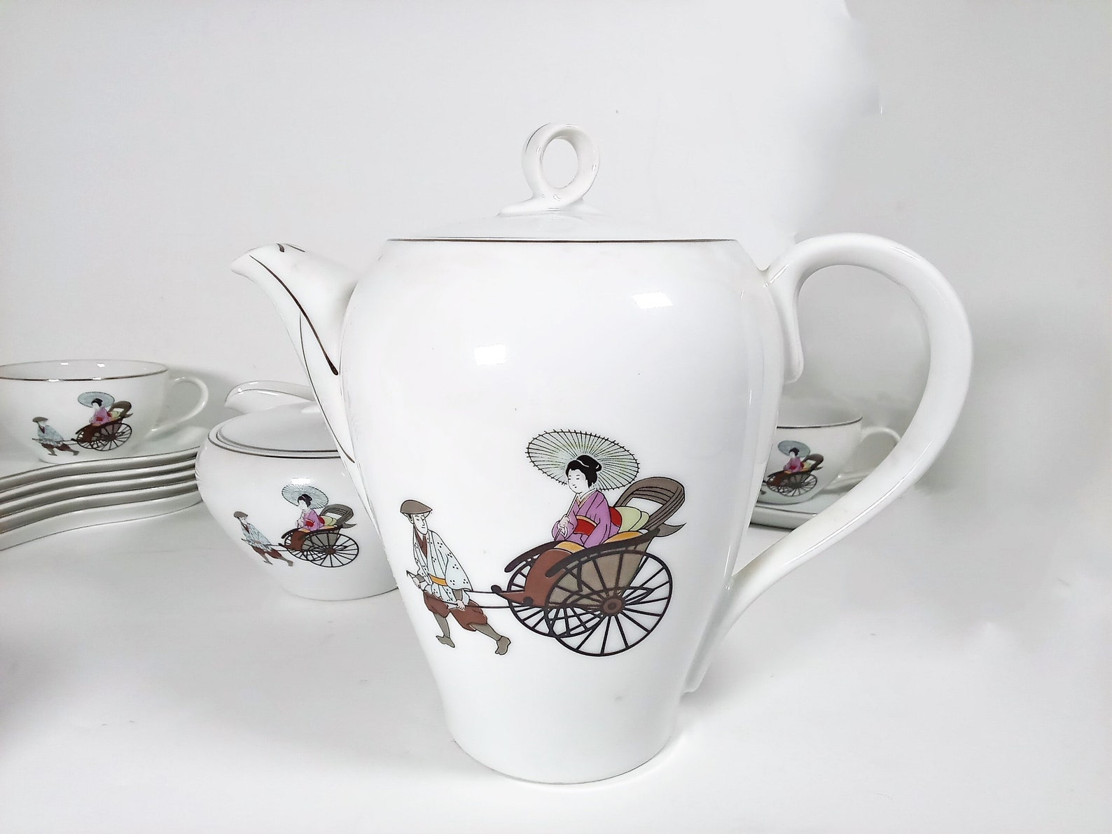 Arita Rickshaw Rikisha Luncheon Set Service for 6 Cups and - Etsy