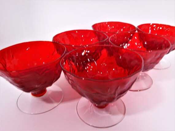 Seneca Glass Driftwood Red Champagne Tall Sherbets Set of 6 | Etsy