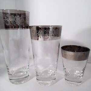 Vitreon Queen's Luster Cocktail Glasses: Embossed Silver Banded Barware ...