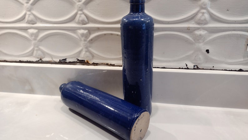 Antique Blue Pottery Crockery Wine / Beer Bottles - Etsy