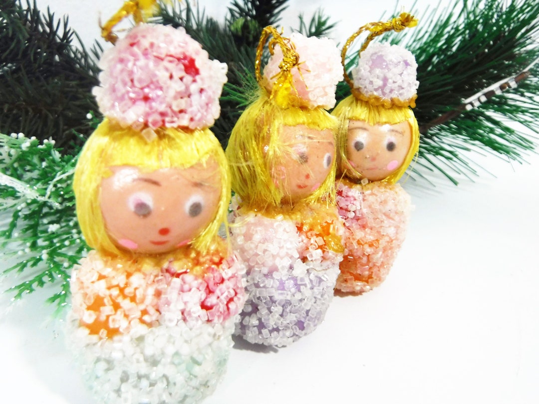 Vintage Ice Crystal Christmas Angel Ornaments - Etsy