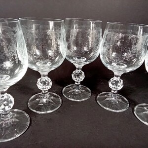 Import Associates Cascade Wine Glasses. Set of 5 Beautiful Etched ...