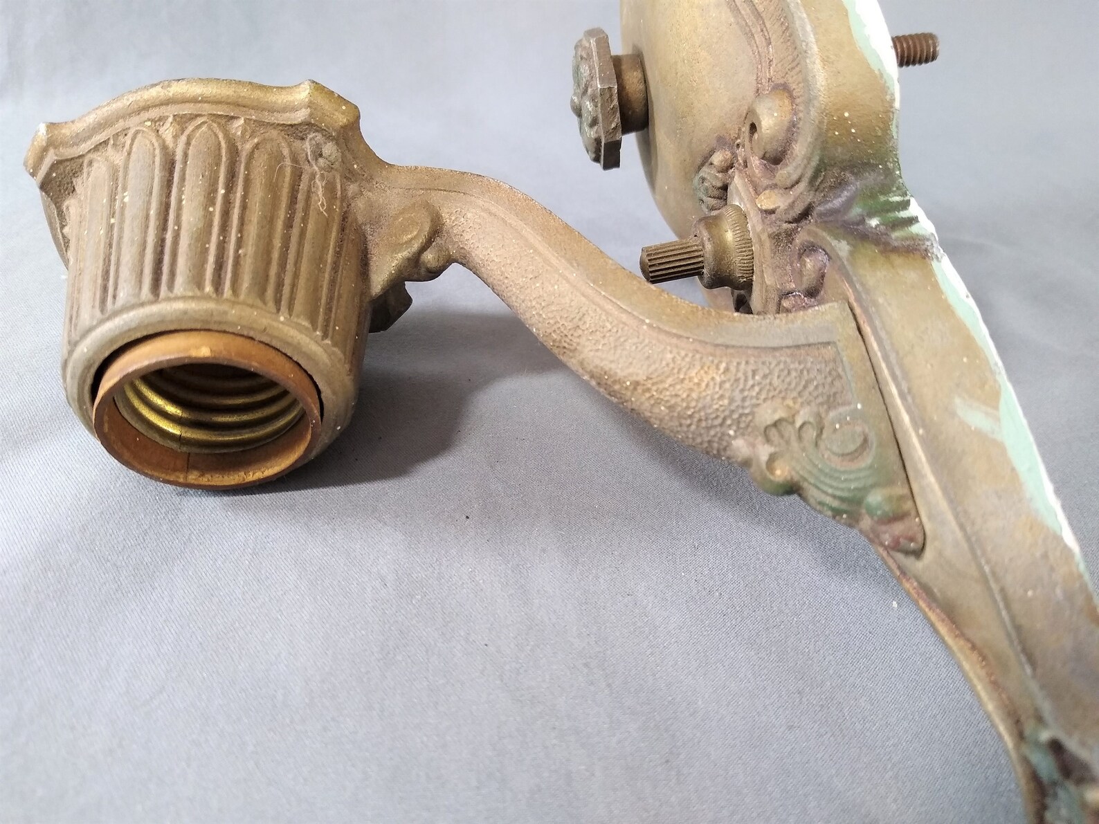 Antique Riddle Cast Metal Wall Sconce Original Finish and - Etsy