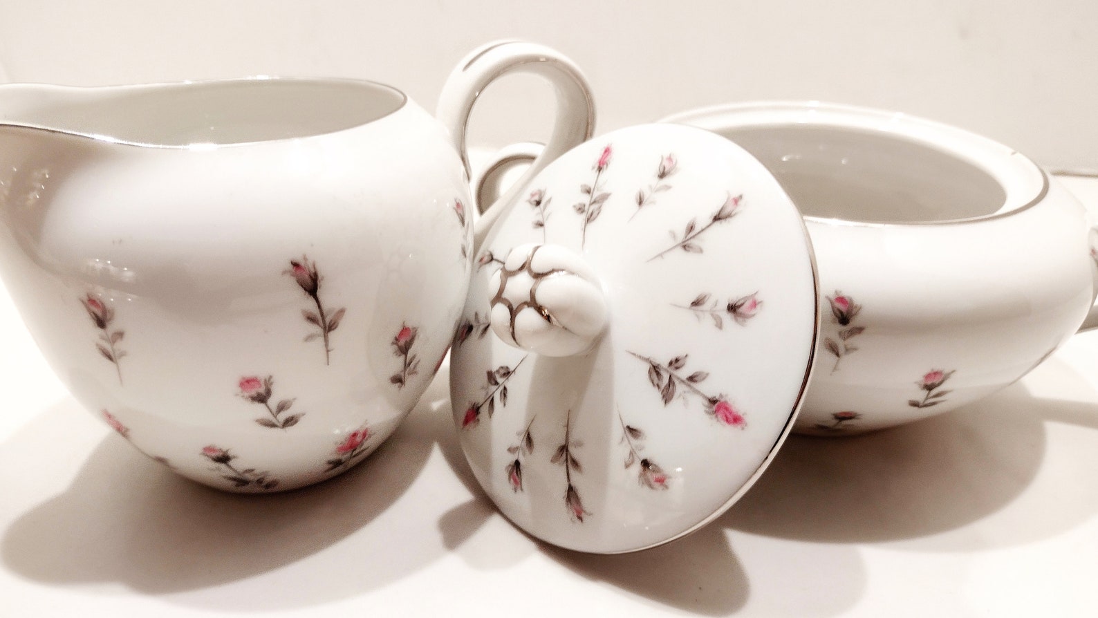 Harmony House Rosebud Fine China 1959, Pink Rosebud Pattern, Platinum ...
