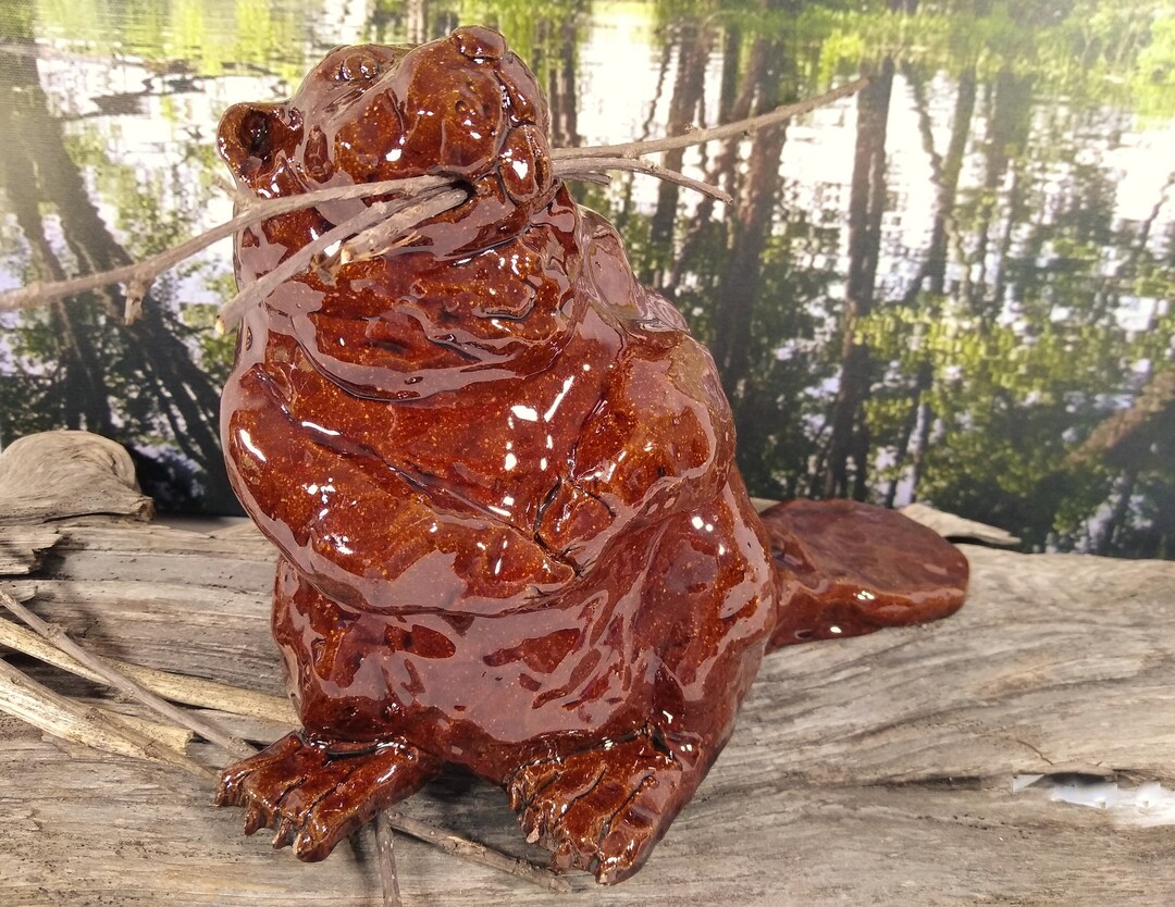 American Beaver, Primitive Wildlife Art Original Clay Sculpture, Artist ...