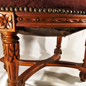 19th Century French Oval Stool in the Louis XVI Style, Hand Carved ...