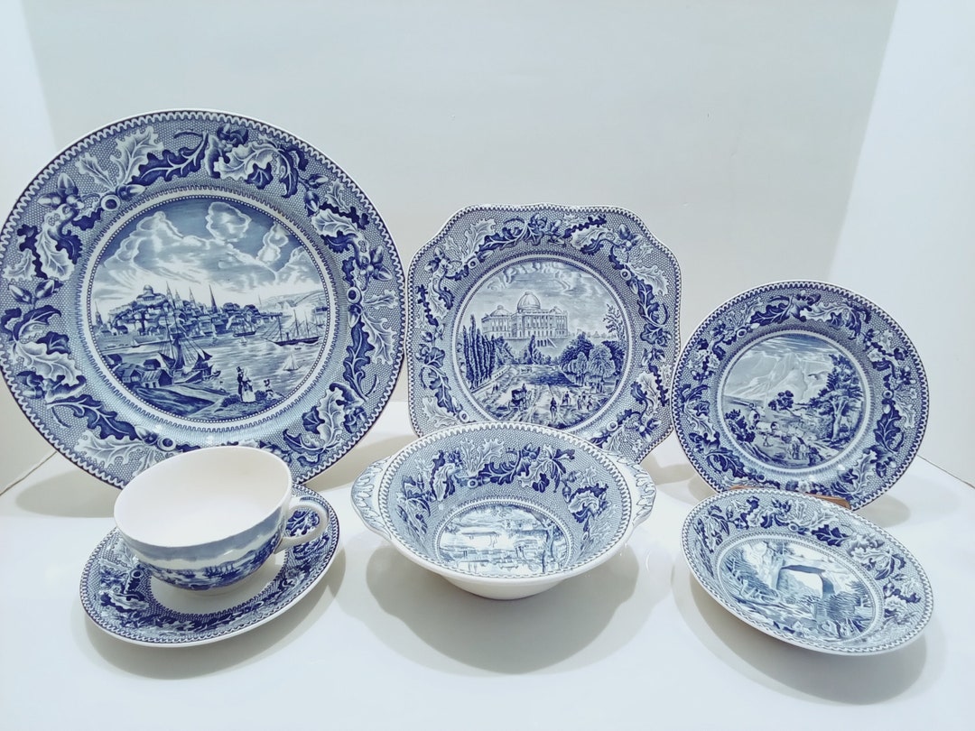 Johnson Brothers Historic America Blue and White Dinnerware - Etsy