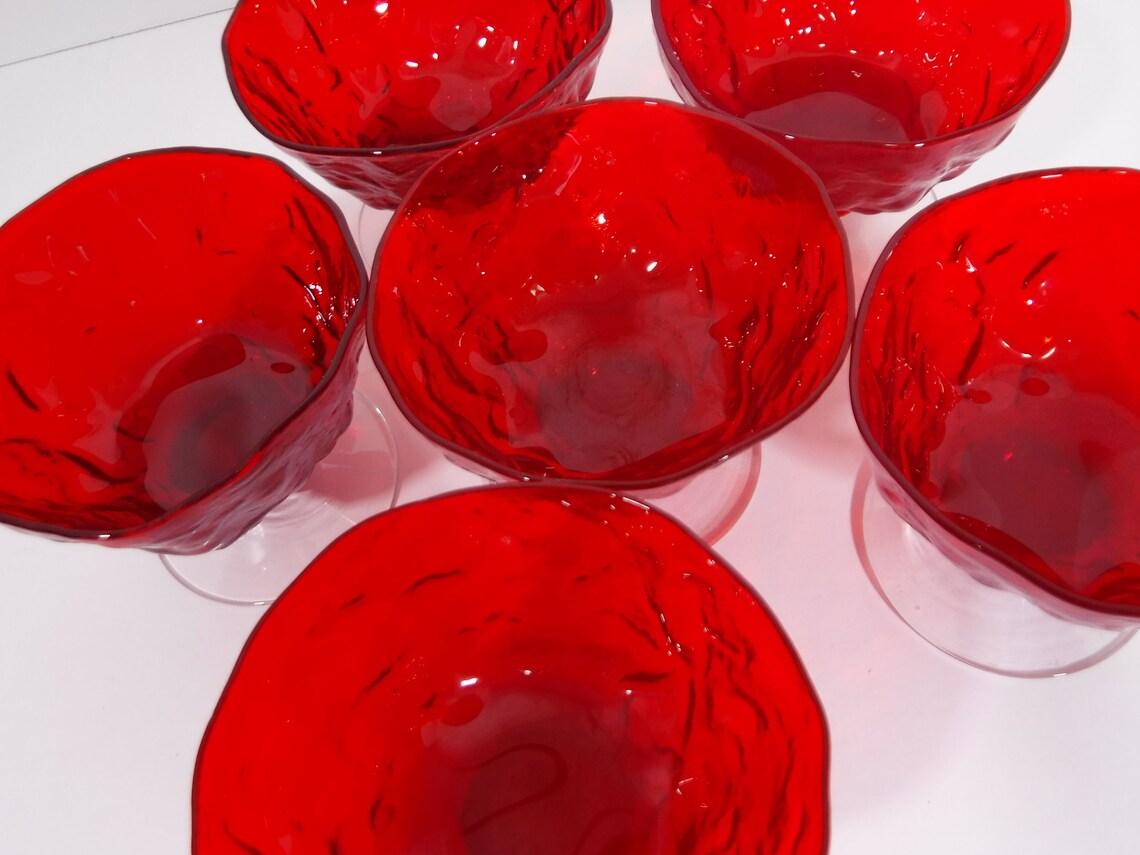 Seneca Glass Driftwood Red Champagne Tall Sherbets Set of 6 - Etsy