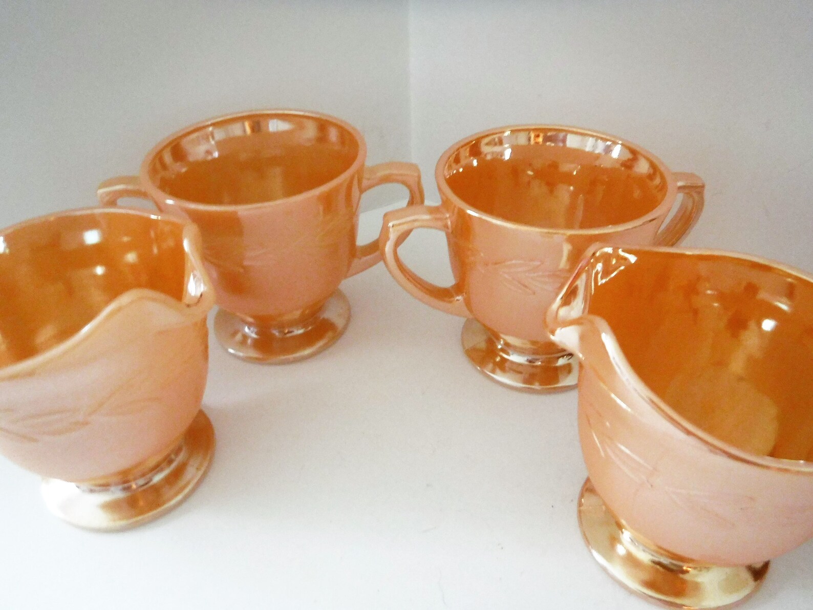 Fire King Luster Ware Marigold Peach Luster 3 Band and Laurel Patterns ...