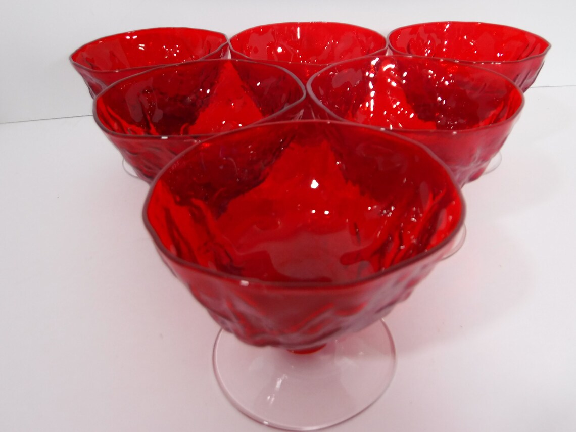 Seneca Glass Driftwood Red Champagne Tall Sherbets Set of 6 - Etsy