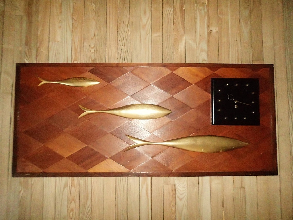 Mid Century Minimalist Art Atomic Fish Extra Large Parquet | Etsy