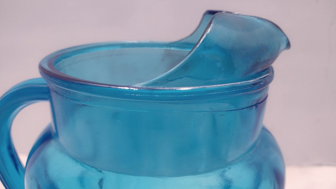 Anchor Hocking Colonial Blue Tulip 80 Ounce Glass Pitcher. - Etsy