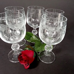 Import Associates Cascade Wine Glasses. Set of 5 Beautiful Etched ...