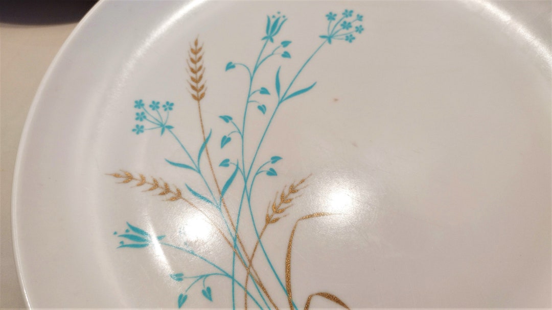 Vintage Mallo Ware Melmac Dinner Plates - Floral Wheat Design - Set of ...