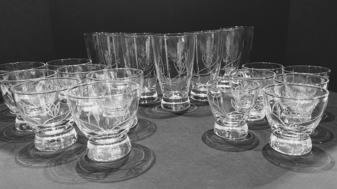 Mid-century Modern Winfield Dragon Flower and Desert Dawn Glassware Set ...