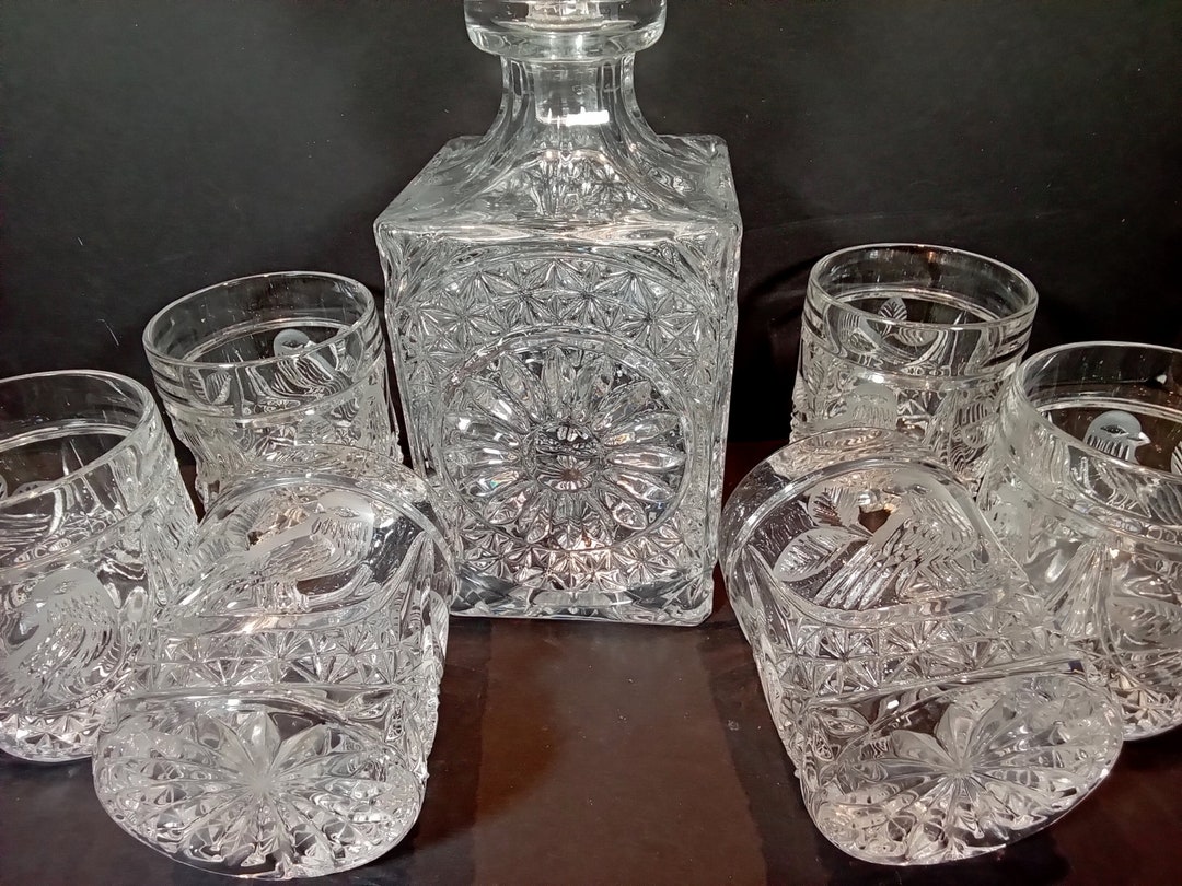 Mid Century Hofbauer Crystal Barware Set. Byrdes Collection Square ...
